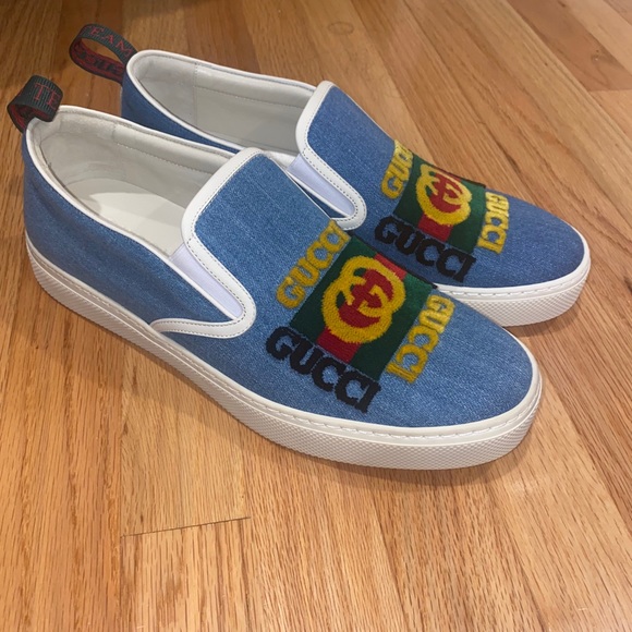 Gucci | Shoes | Gucci Mens Denim Slipon Sneakers Gucci Patch | Poshmark